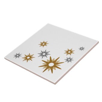 Mid-Century Modern Gold & Silver Ceramic Tile | Zazzle