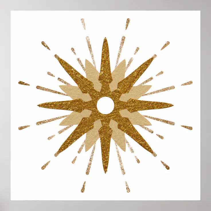 Mid-Century Modern Gold Starburst Art Poster | Zazzle