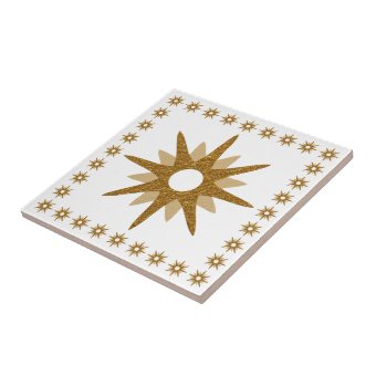 Mid-Century Modern Gold Starburst Design Ceramic Tile | Zazzle