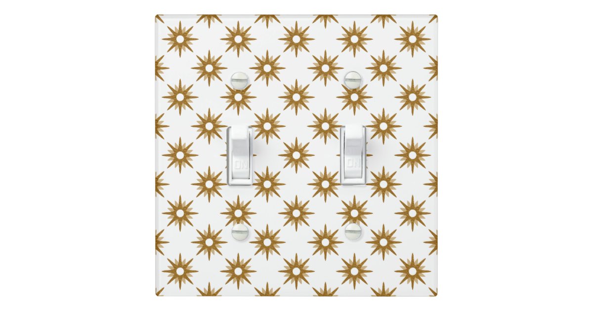 Mid-Century Modern Gold Starburst Pattern Double Light Switch Cover ...