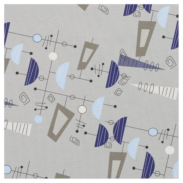 Mid-Century Modern Half Moons Design Fabric 28 | Zazzle
