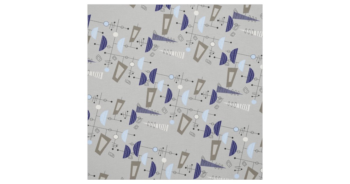 Mid-Century Modern Half Moons Design Fabric 12 | Zazzle
