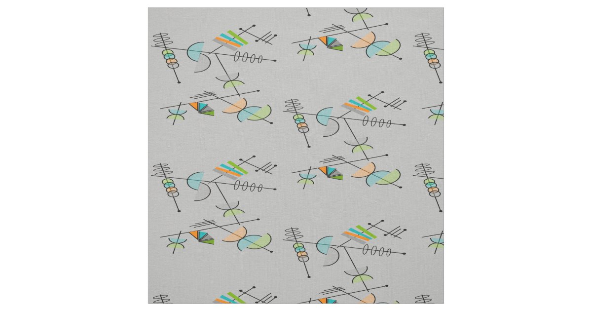 Mid-Century Modern Half Moons Design Fabric 15 | Zazzle