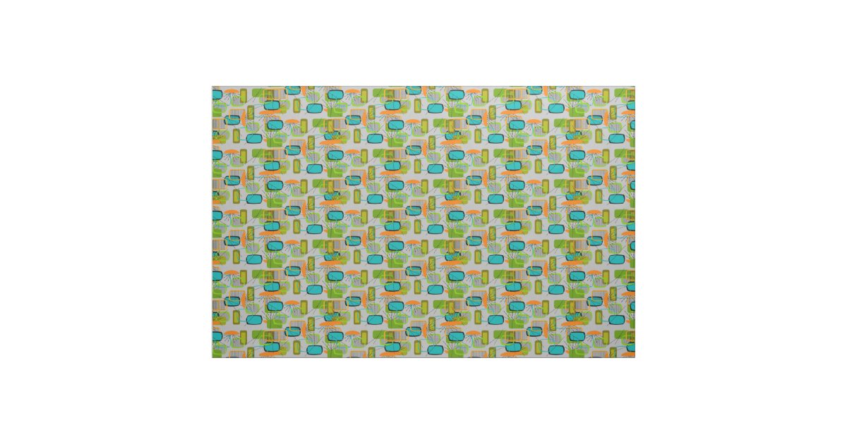 Mid-Century Modern Half Moons Design Fabric 17 | Zazzle
