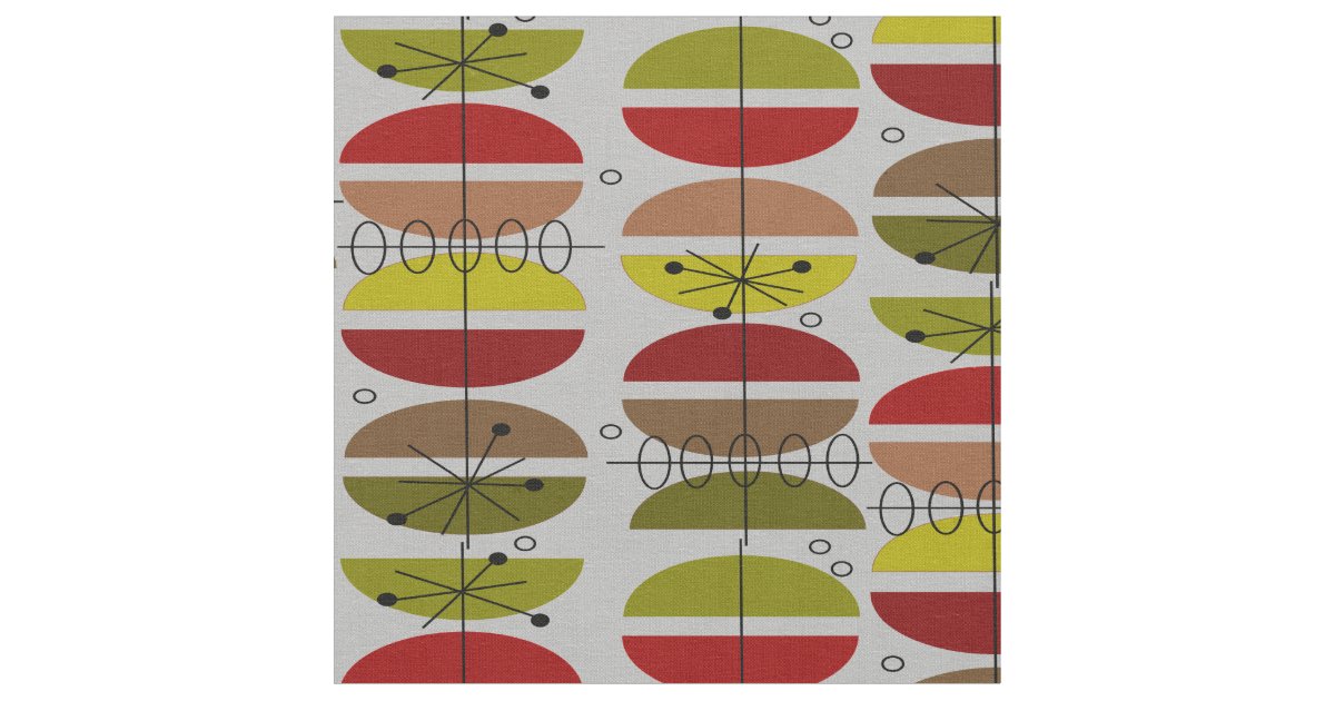 Mid-Century Modern Half Moons Design Fabric 19 | Zazzle