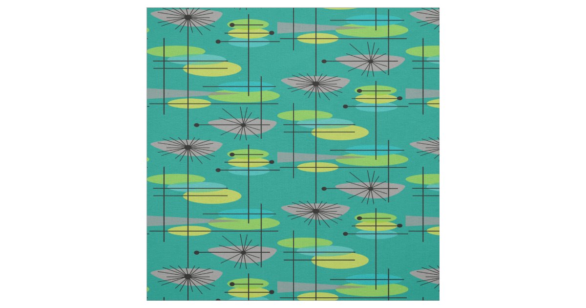 Mid-Century Modern Half Moons Design Fabric 25 | Zazzle.com