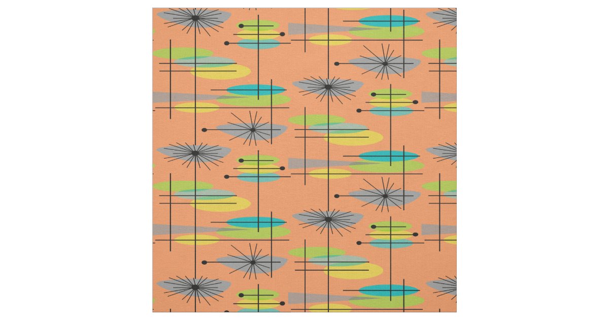 Mid-Century Modern Half Moons Design Fabric 27 | Zazzle