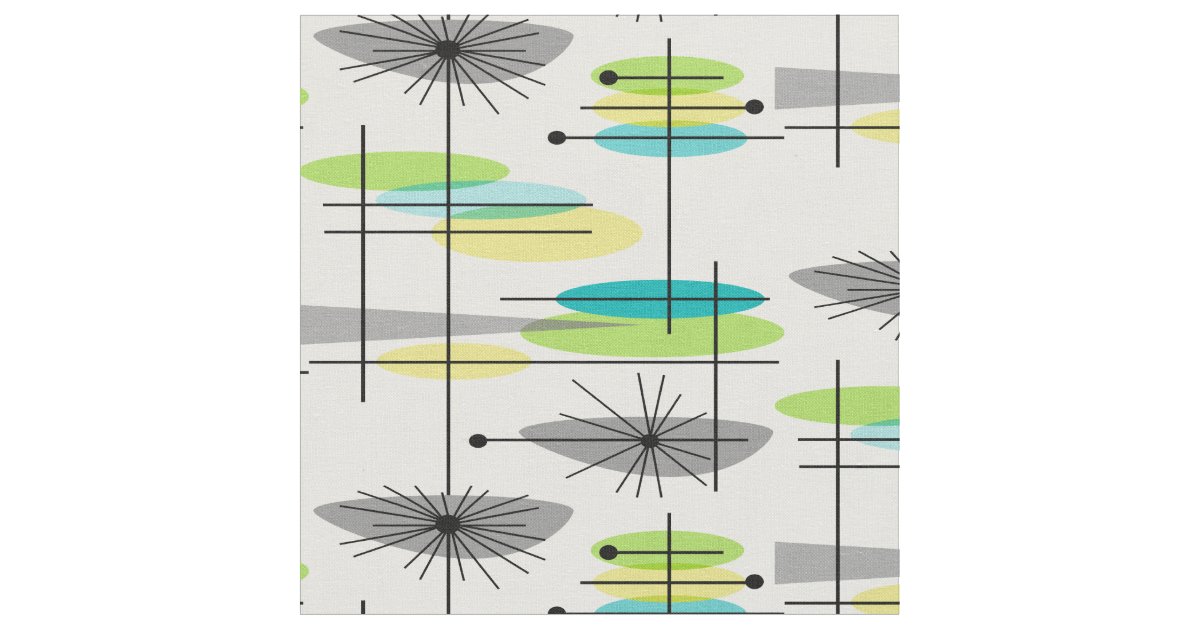 Mid-Century Modern Half Moons Design Fabric 28 | Zazzle