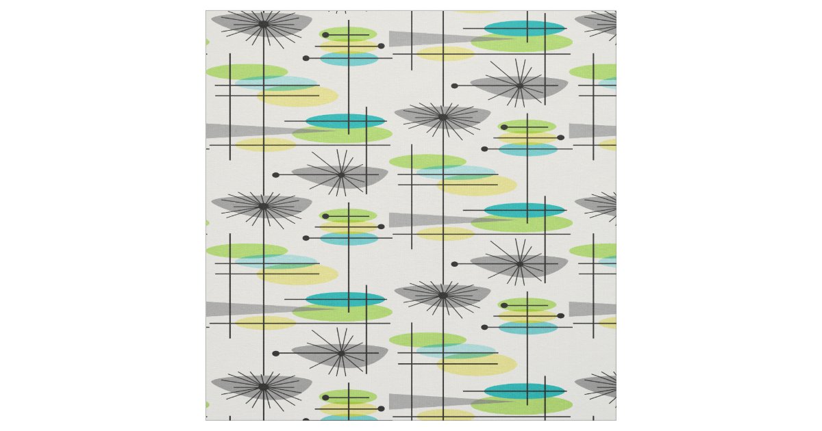Mid-Century Modern Half Moons Design Fabric 28 | Zazzle