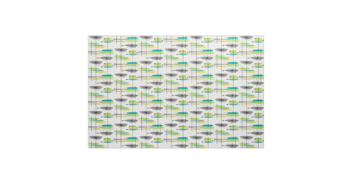 Mid-Century Modern Half Moons Design Fabric 28 | Zazzle