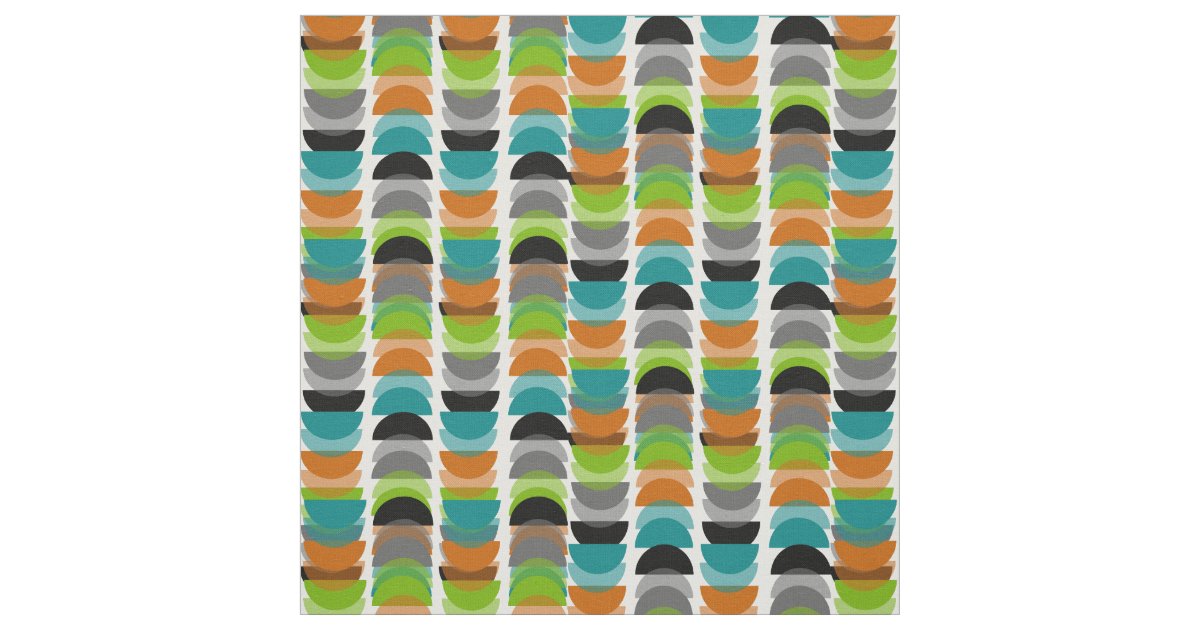 Mid-Century Modern Half Moons Design Fabric 5 | Zazzle