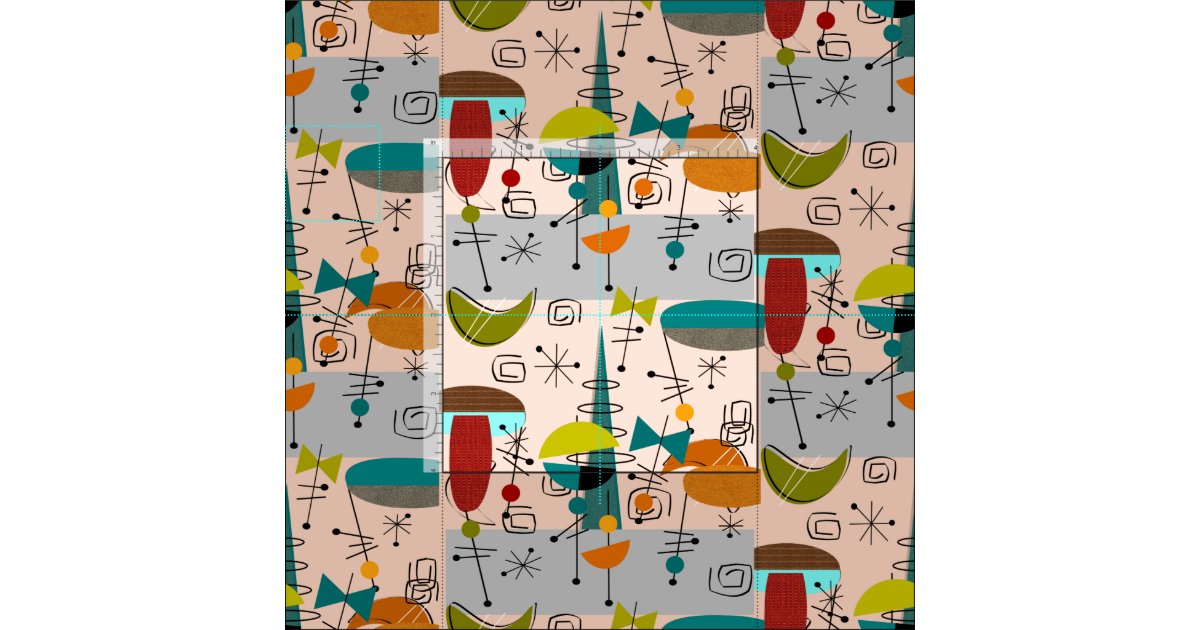 Mid-Century Modern Half Moons Design Fabric 9 | Zazzle
