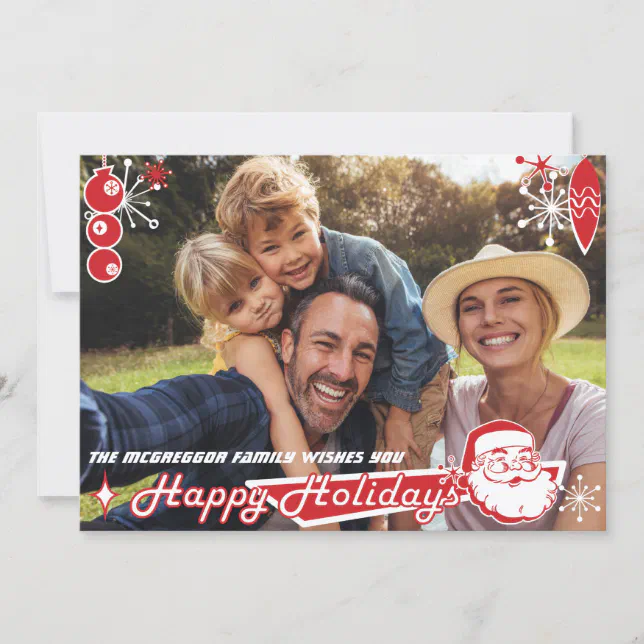 Mid-Century Modern Horizontal Holiday Photo Card | Zazzle