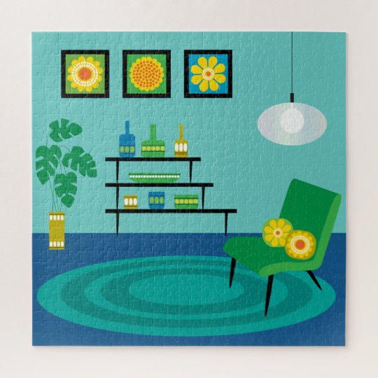 Mid Century Modern House Jigsaw Puzzle | Zazzle.com