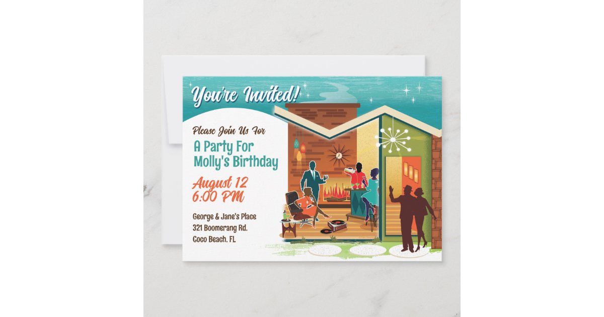 Mid-Century Modern House Party Invitation | Zazzle