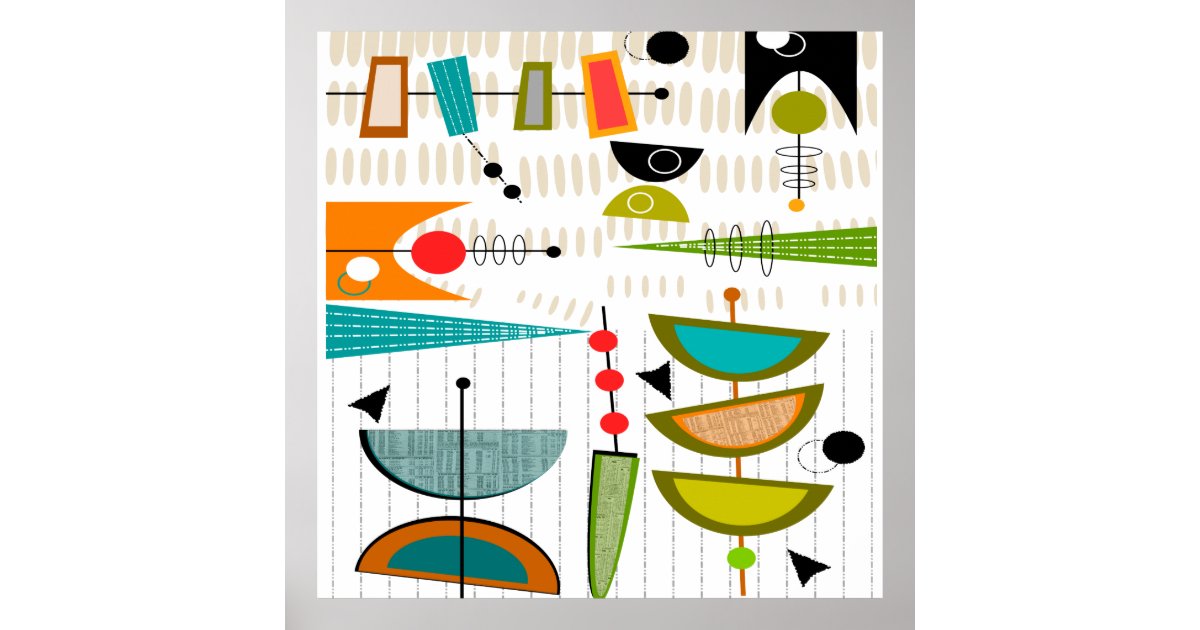 Mid-Century Modern Inspired Abstract Poster | Zazzle