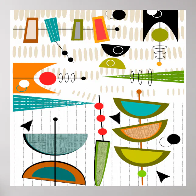 Mid-Century Modern Inspired Abstract Poster | Zazzle