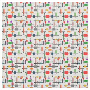 Black Grid Fabric | Zazzle