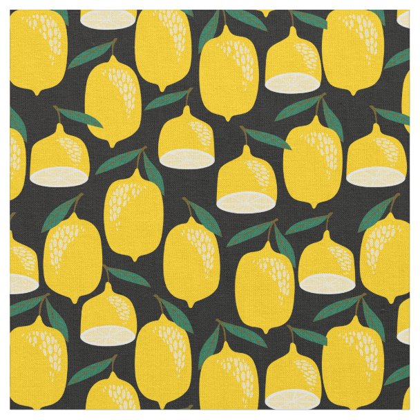 Modern Vintage Lemon & Olive Pattern Fabric | Zazzle