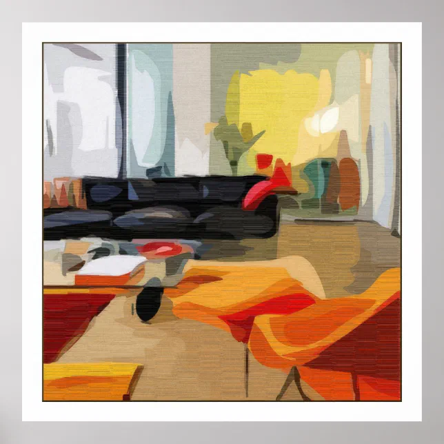 Mid Century Modern Living Room Poster | Zazzle