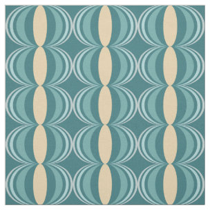 Mid-Century Modern Teal Abstract Fabric | Zazzle