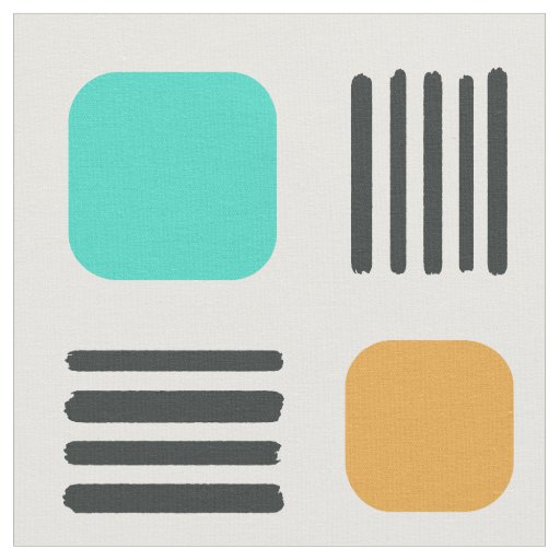 Mid Century Modern Minimalist Squares Lines Fabric | Zazzle