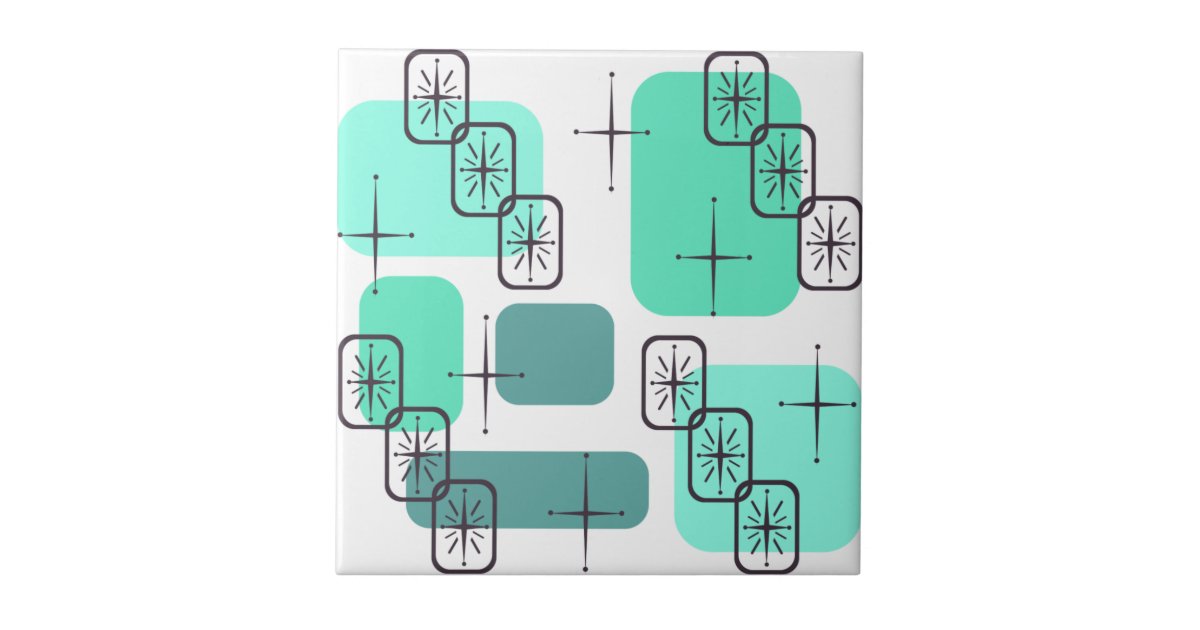 Mid Century Modern Mint Green Turquoise Ceramic Tile | Zazzle