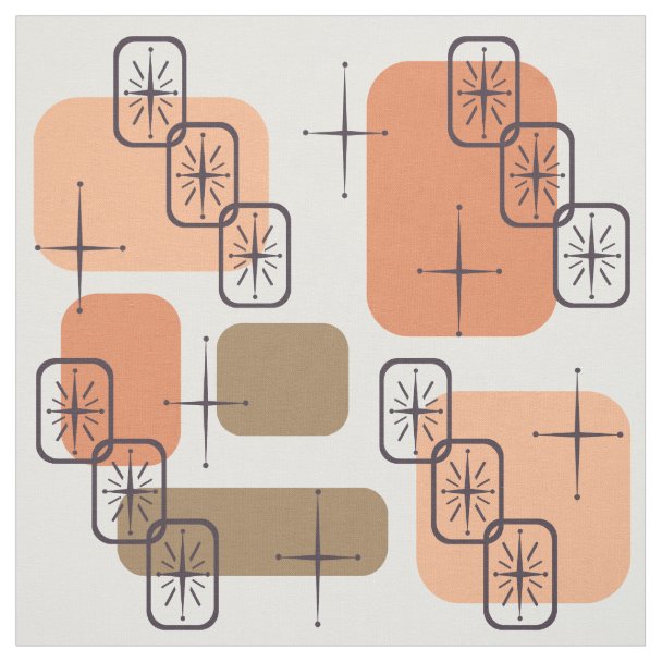 Mid Century Modern Orange Pattern Cotton Fabric | Zazzle