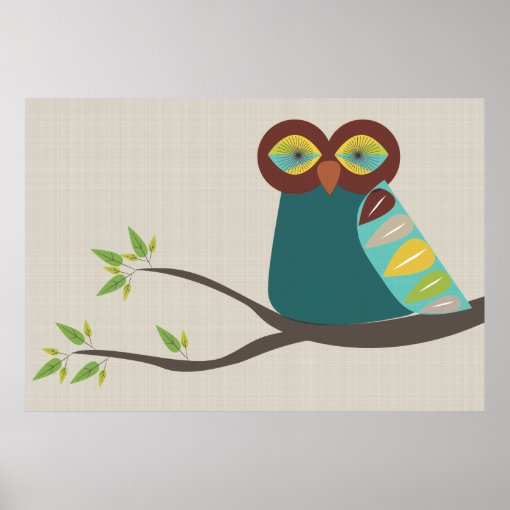 Mid Century Modern Owl Poster | Zazzle