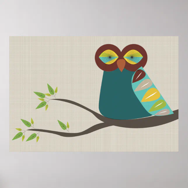 Mid Century Modern Owl Poster | Zazzle