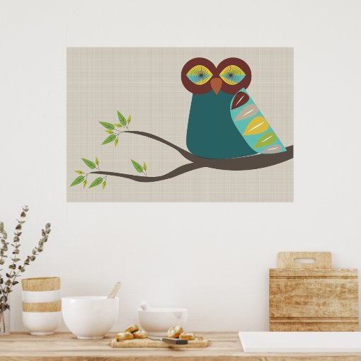 Mid Century Modern Owl Poster | Zazzle