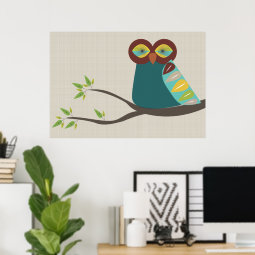 Mid Century Modern Owl Poster | Zazzle