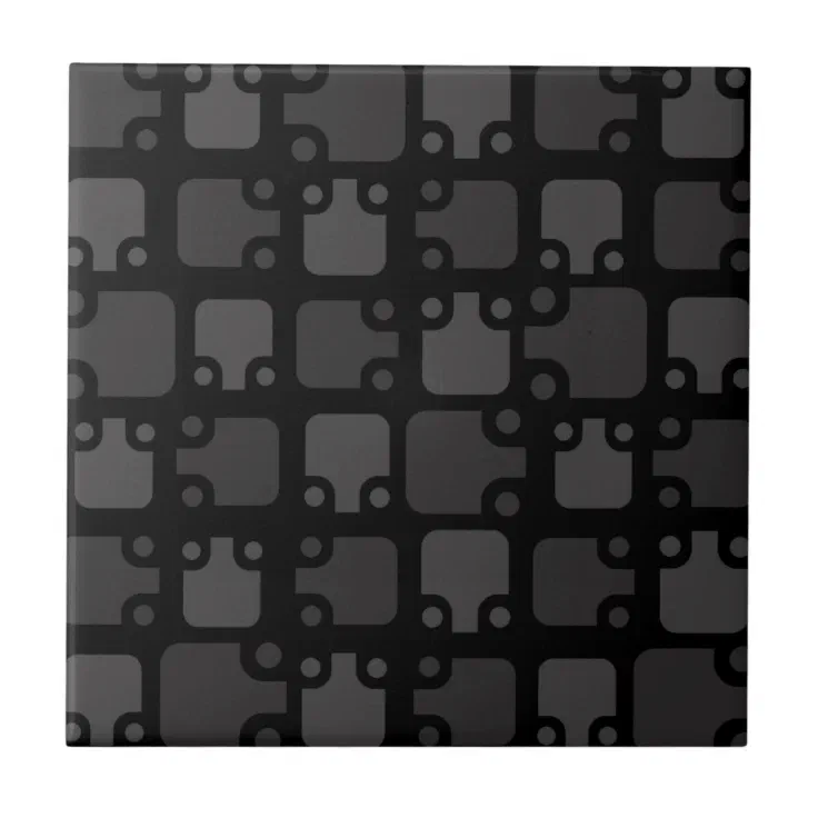 Mid Century Modern Pattern Black Ceramic Tile | Zazzle