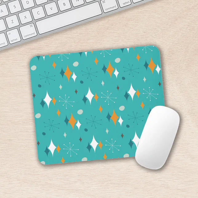 Mid Century Modern Pattern in Teal Mouse Pad | Zazzle