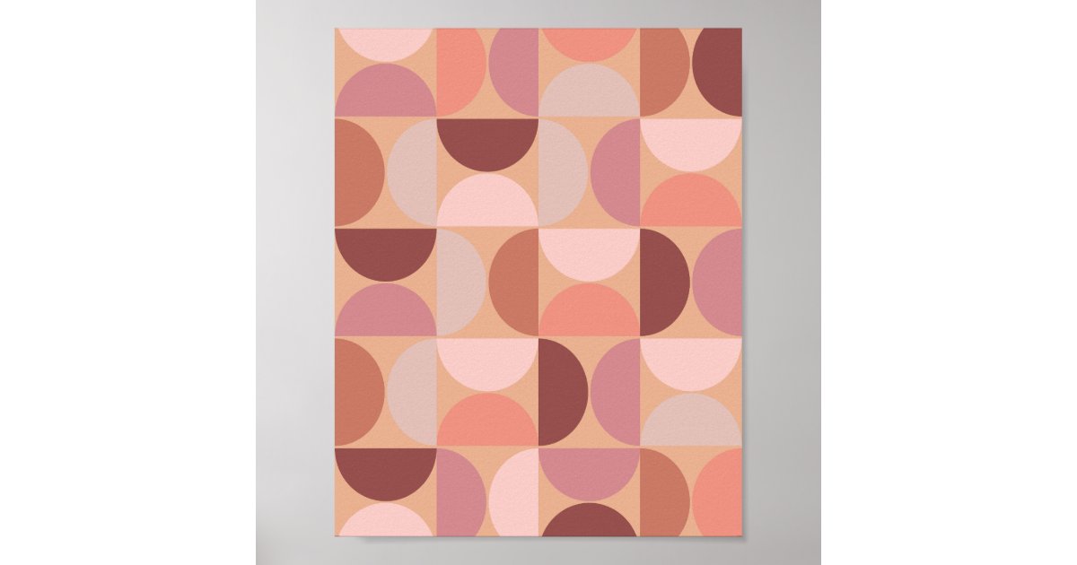 Mid Century Modern Pattern Peach Fuzz Poster | Zazzle
