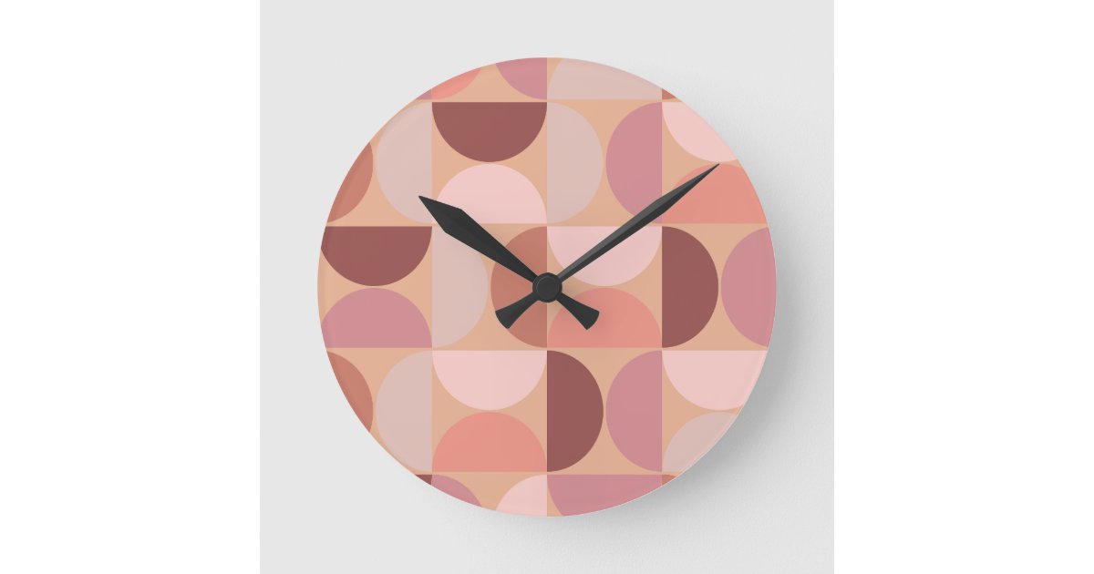 Mid Century Modern Pattern Peach Fuzz Round Clock | Zazzle