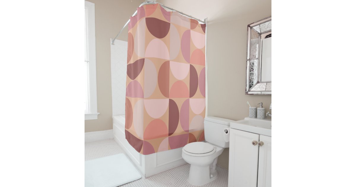 Mid Century Modern Pattern Peach Fuzz Shower Curtain | Zazzle