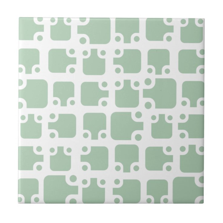 Mid Century Modern Pattern Sage Green Ceramic Tile | Zazzle