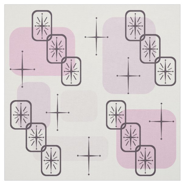 Mid-Century Modern Pink Pattern Fabric | Zazzle