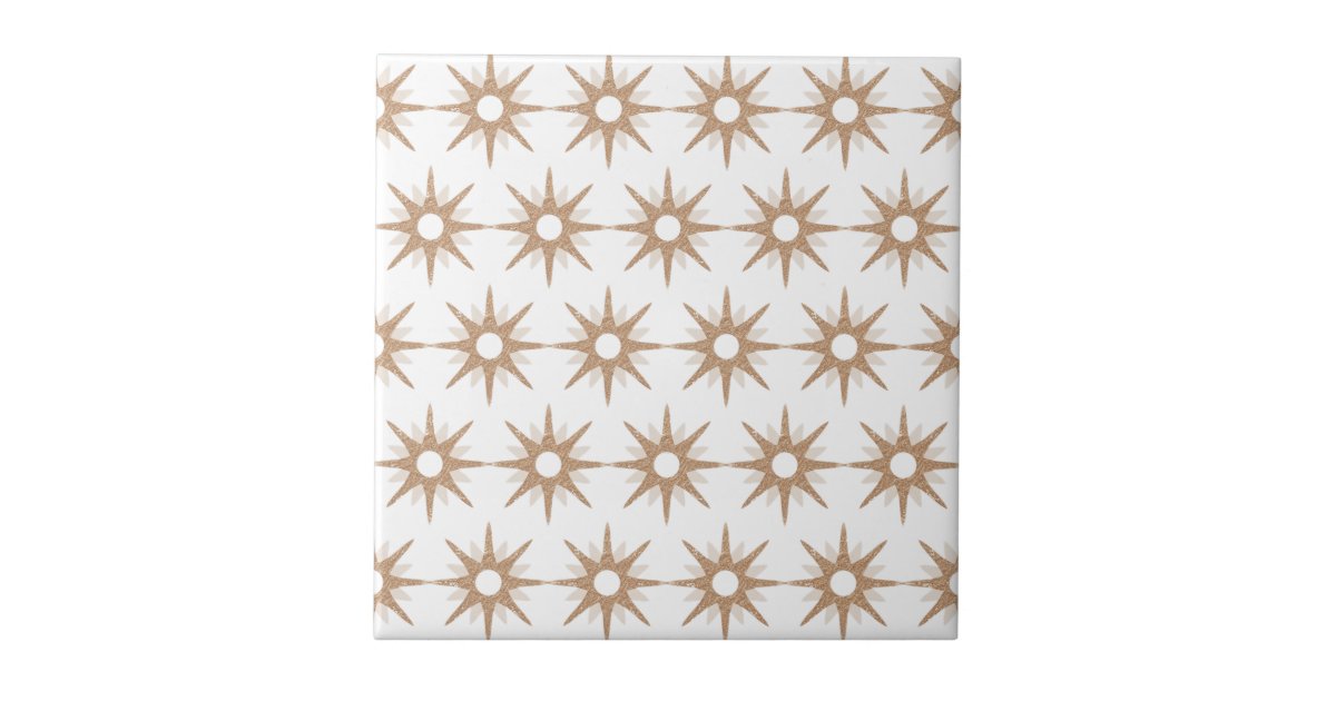 Mid-Century Modern Pink Starburst Pattern Ceramic Tile | Zazzle