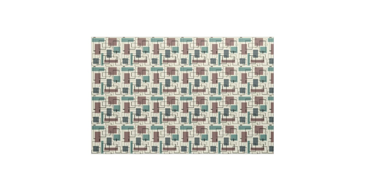 Mid Century Modern Rectangles Fabric | Zazzle
