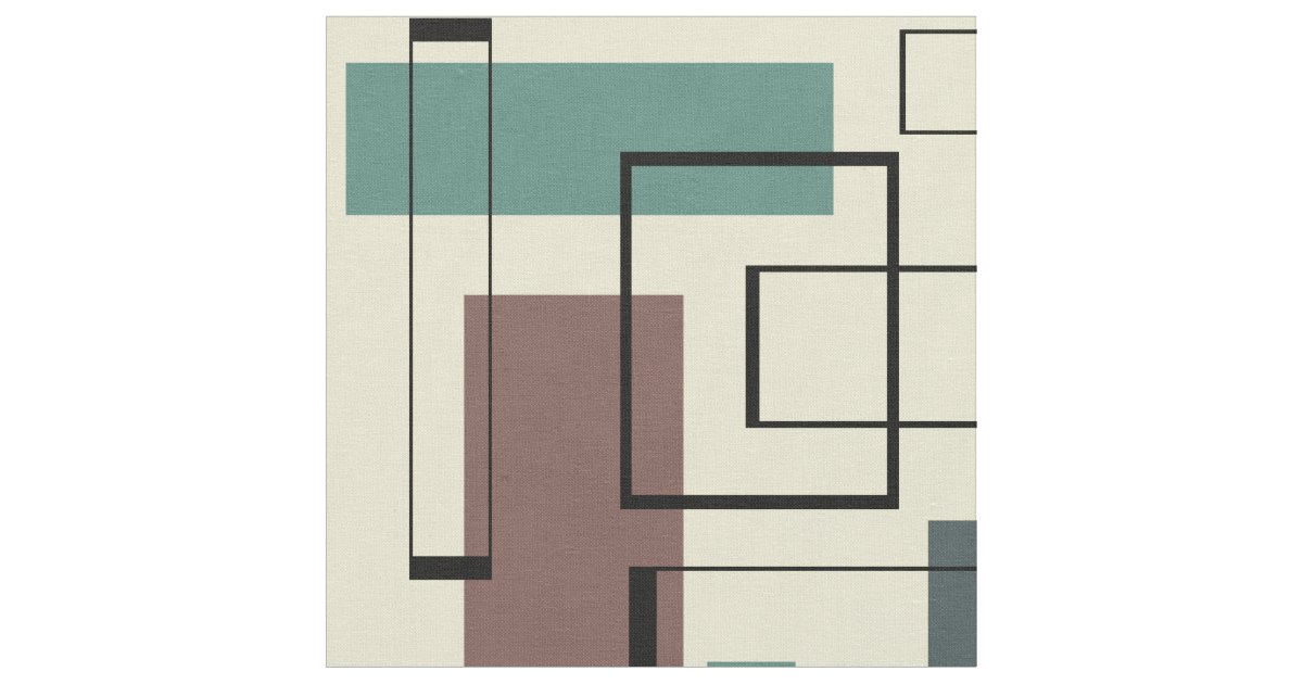 Mid Century Modern Rectangles Fabric | Zazzle