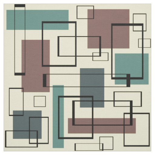 Mid Century Modern Rectangles Fabric | Zazzle