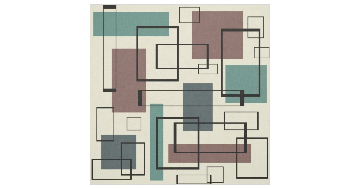 Mid Century Modern Rectangles Fabric | Zazzle