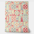 Mid-Century Modern Retro 50s Pink Geometric Wallpaper | Zazzle