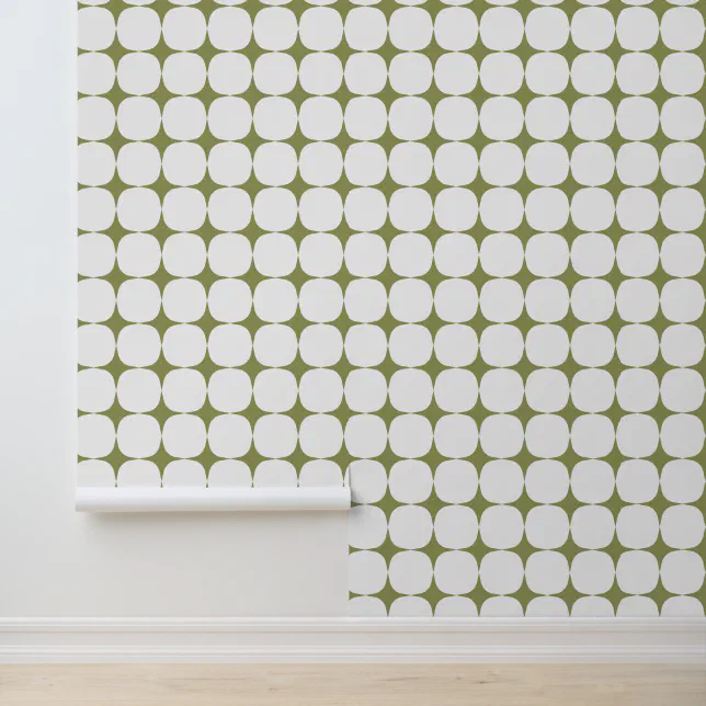 Mid Century Modern Sage Green Geometric Stars Wallpaper | Zazzle