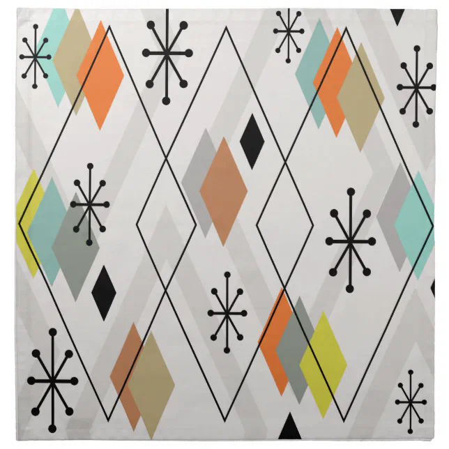 Mid Century Modern Scattered Diamonds Cloth Napkin | Zazzle