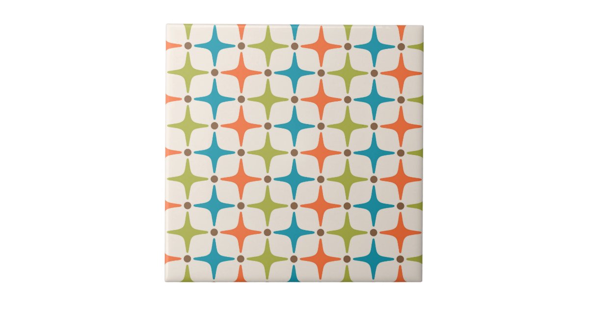 Mid Century Modern Star Pattern Ceramic Tile | Zazzle