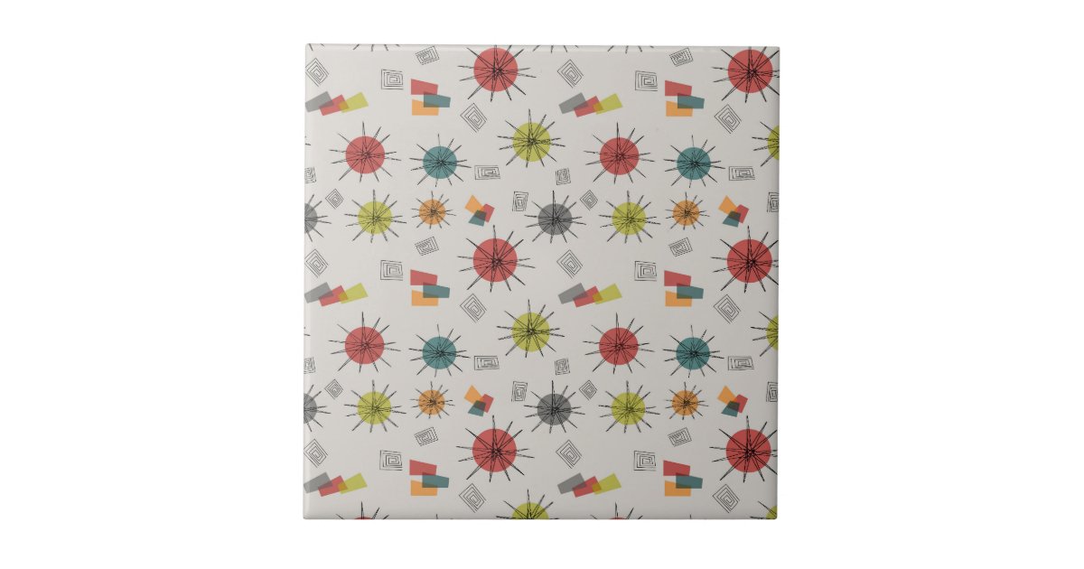 Mid-Century Modern Starburst Ceramic Tile | Zazzle
