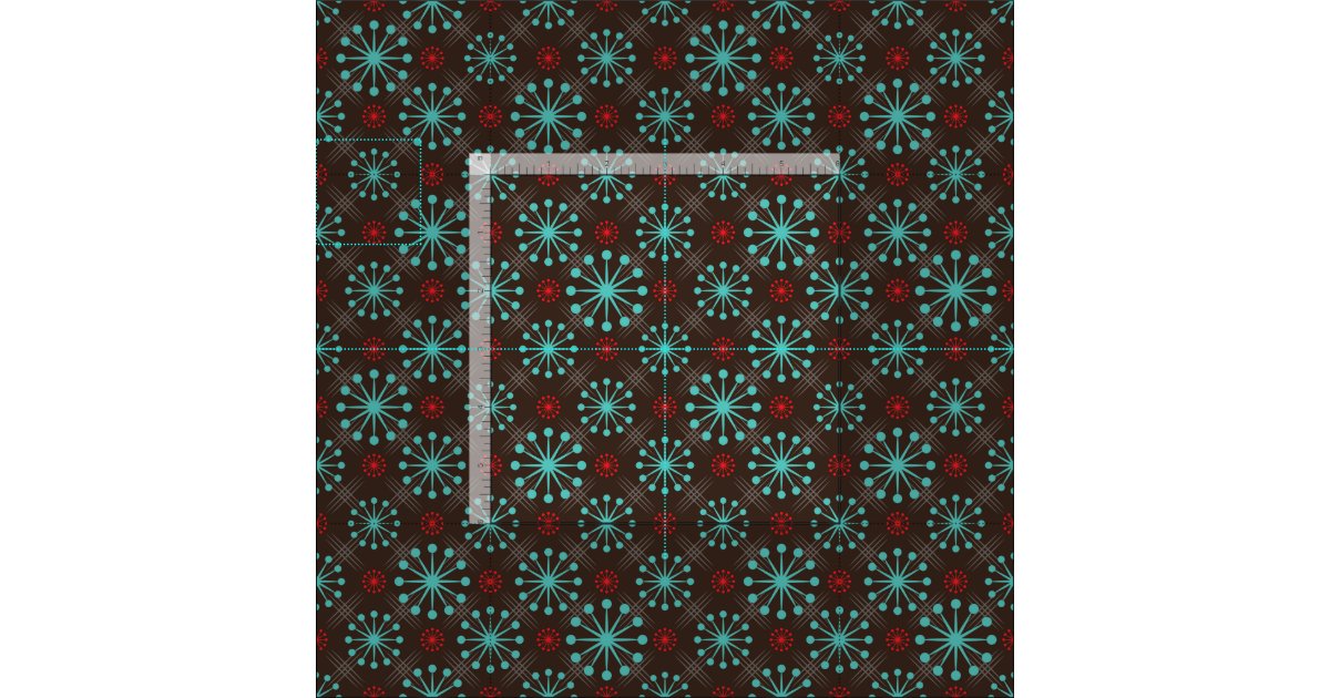 Mid Century Modern Starburst Turquoise Red Pattern Fabric | Zazzle